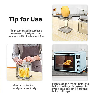 French Fry Cutter 4-in-1 Food Dicer Chop Box, Potato Cutter for Fries Potato French Fry Onion Cutter Food Chopper Manual Hand Vegetable Cutter Dicer Apple Slicer, 4 Blades