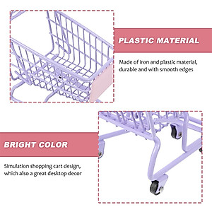 Toddmomy 1pcs Mini Supermarket Handcart,Mini Metal Shopping Cart Supermarket Handcart Shopping Utility Cart Storage Toy Holder,Purple