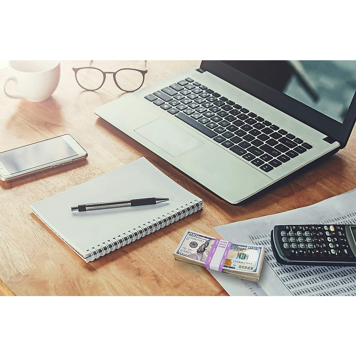 Royal Sovereign $2000 Currency Straps, Violet, 1000 Count (RMCS-2000)