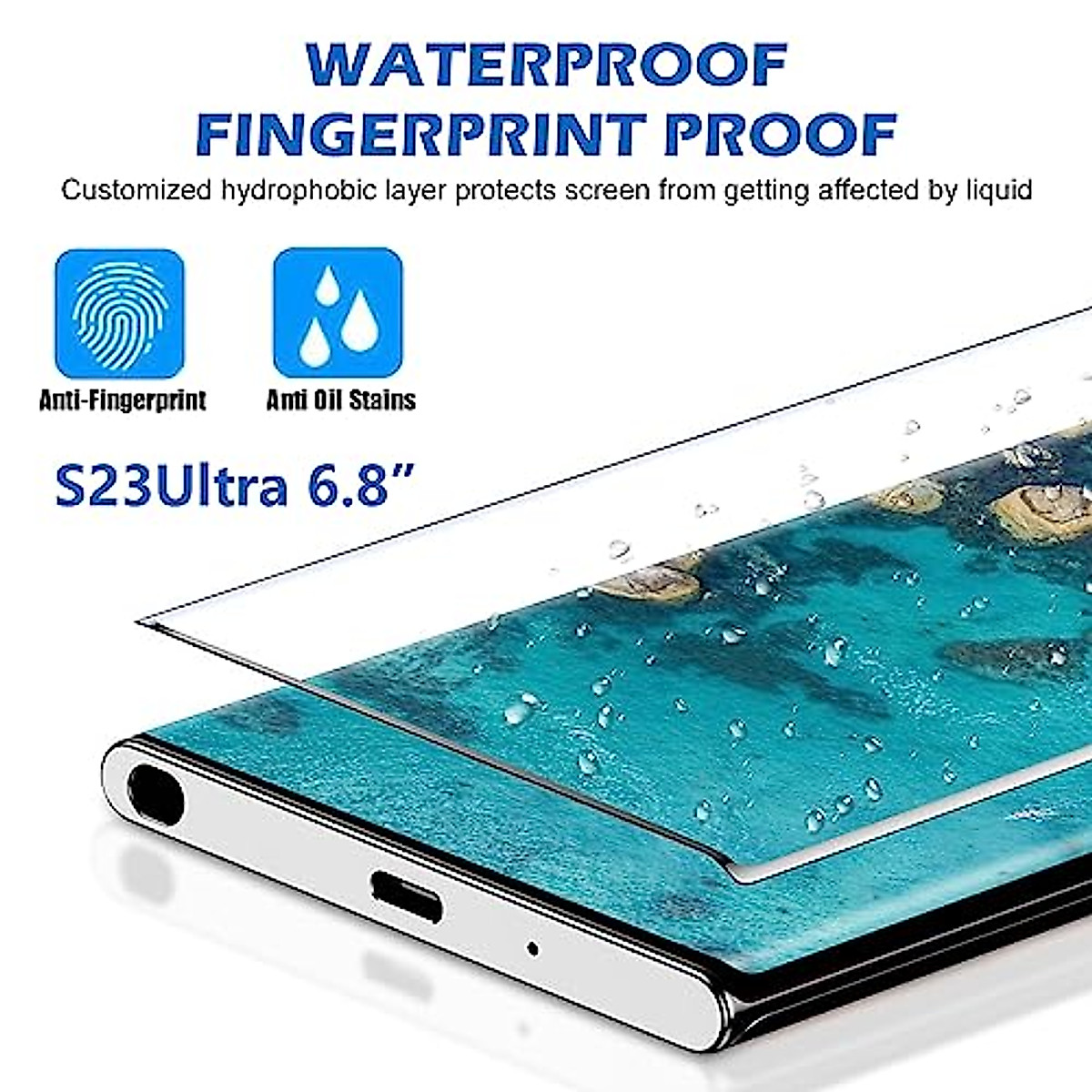 Coliary [2+2 Pack] Galaxy S23 Ultra Screen Protector, 9H Tempered Glass, Ultrasonic Fingerprint Support, 3D Curved, HD Clear Scratch Resistant for Samsung Galaxy S23 Ultra 5G Glass Screen Protector