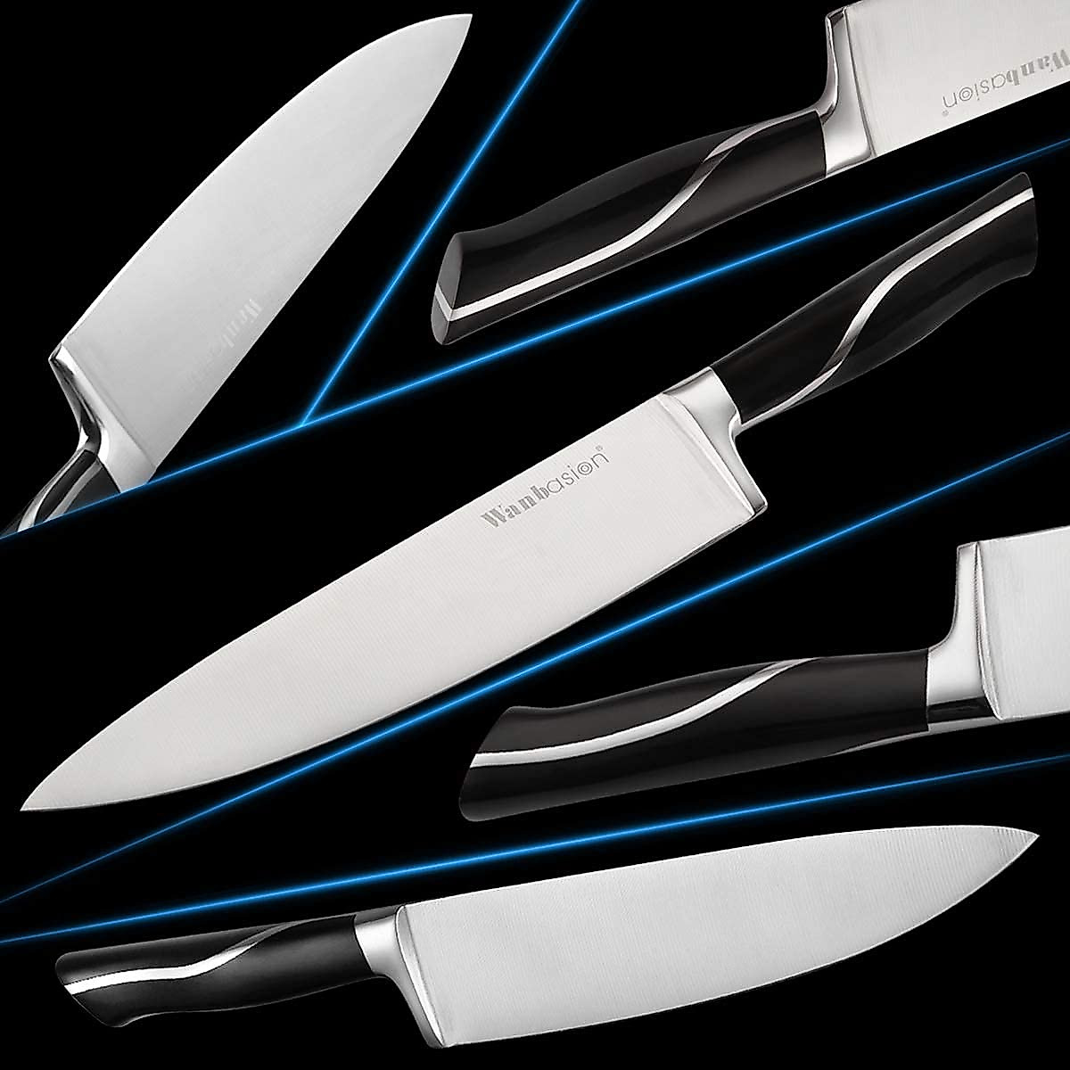 Wanbasion Chef Knife Professional 8 inch, Stainless Steel Kitchen Knife with Finger Guard, Sharp Knife for Cutting Meat