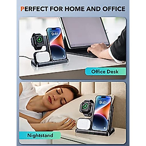 LK Wireless Charging Station 3 in 1 Wireless Charger Stand Docking Station Compatible for iPhone 14/13/12/11 Pro Max/XR/XS/8, AirPods Pro/3/2, Apple Watch Ultra/8/SE/7/6/5/4