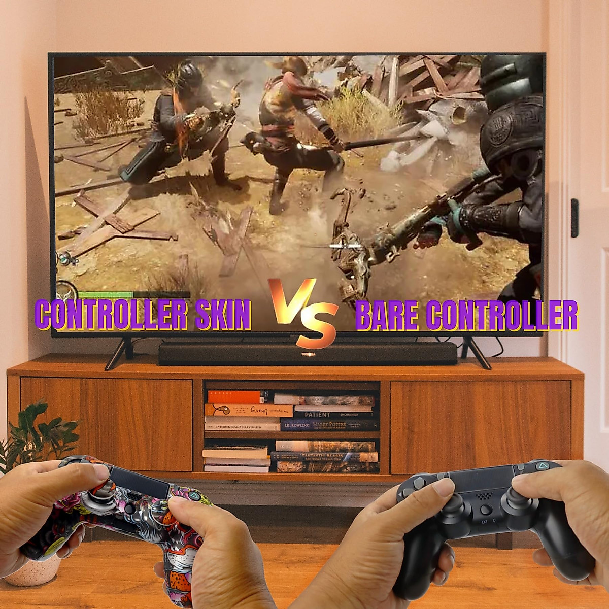 Skin for Ps4 Controller, Anti-Slip Silicone Shell Cover Case with 2pcs Thumb Grip Caps for PS4/ Slim/Pro Dualshock 4 Controller Wireless Gamepad (Lion Dance)