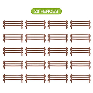 Volnau 20 Pcs Farm Corral Fence Toys Panel Accessories Playset Barn Animal Figures for Toddlers Kids Figurines Set Decoration Prop