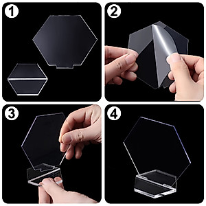 Zonon Acrylic Table Numbers 10 PC Hexagon Table Numbers Wedding Table Place Card with Holder Sublimation DIY Clear Table Name Cards for Wedding Reception Banquet Party