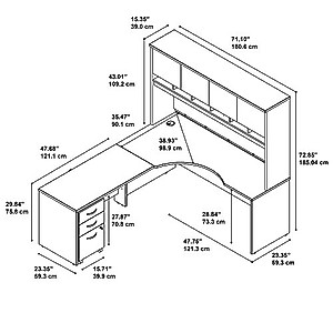 Bush Business Furniture Series C 72W Left Handed Corner Desk with Hutch and Mobile File Cabinet in Hansen Cherry
