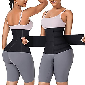 FeelinGirl Waist Trainer for Women Three Trimmer Belts Workout Plus Size Tummy Underbust Sport Girdle Body Shaper With Velcro