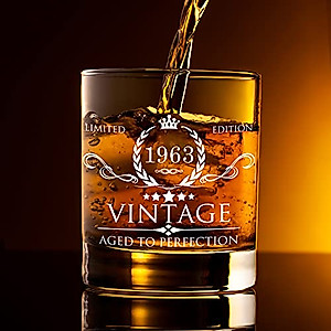 AOZITA 60th Birthday Gifts for Men - 60th Birthday Decorations for Men, Party Supplies - 60th Anniversary, Bday Gifts Ideas for Him, Dad, Husband, Friends - 11oz Whiskey Glass