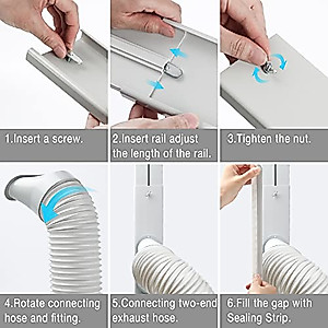 HOXHA Air Conditioner Window Vent Kit Universal Adjustable Window Kit with 5.9” Diameter 59” Length Exhaust Hose for AC Unit, AC Seal Panel for Horizontal&Vertical Window