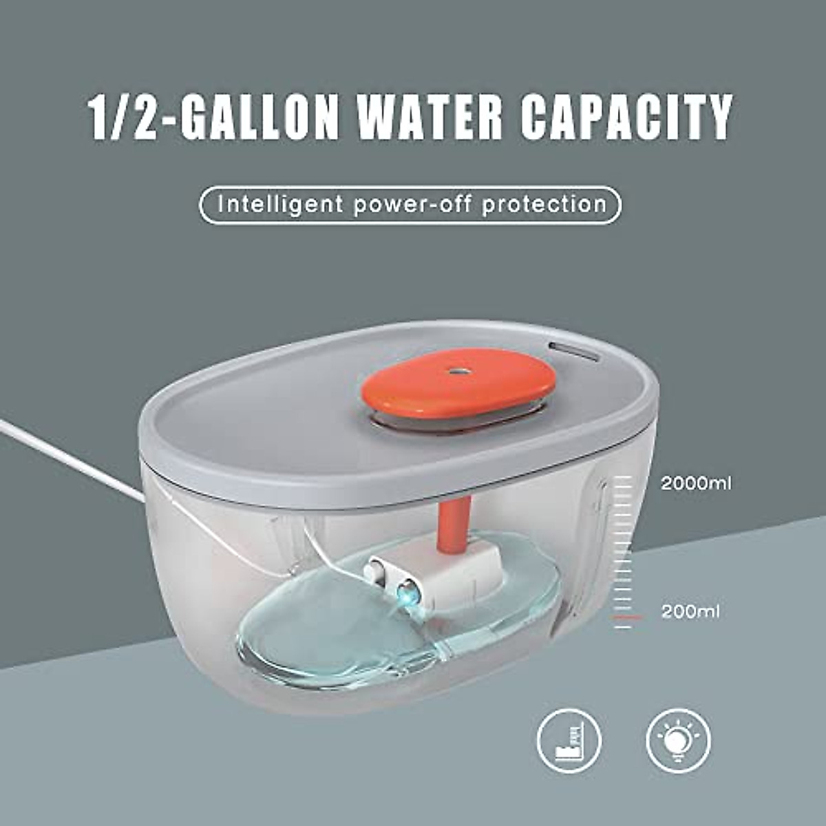 YNNICO Pet Fountains - Best for Cats and Small to Medium Dogs - Fresh, Filtered Water Dispenser - 1/2 Gallon Capacity (Fresh White)