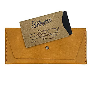 Weatherproof Leather, Long Utility Pouch Handmade from Suede Leather - Old Tobacco