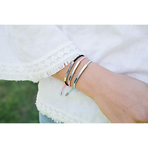 Tally Puppy Gratitude Engraved Braided Bracelet Inspirational Bracelets Encouragement Gifts For Women Mantra Bracelets Women Thinking Of You Gifts For Women Meaningful Gifts Adjustable (Aqua)