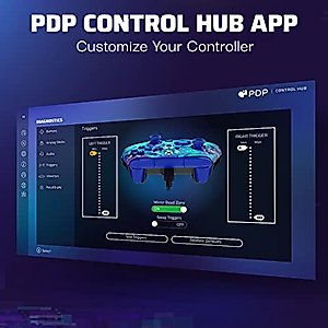 PDP Gaming REMATCH Enhanced Wired Controller Licensed for Xbox Series X|S/Xbox One/PC/Windows, Mappable Back Buttons, Advanced Customizable App - Digital Glitch Blue