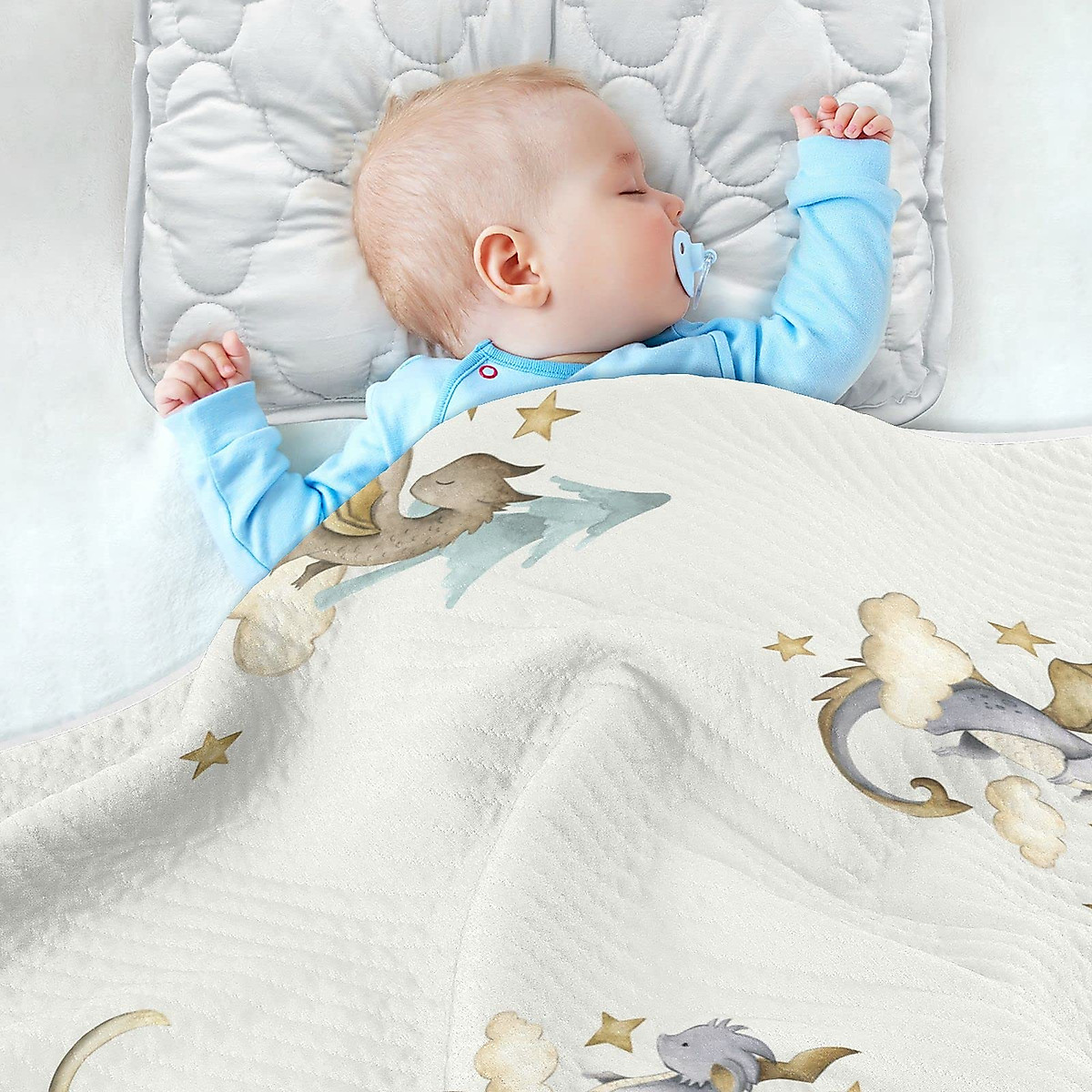 Swaddle Blanket Dragon Baby Cotton Blanket for Infants, Receiving Blanket, Lightweight Soft Swaddling Blanket for Crib, Stroller, Nursery Blankets, Fairytale, 30x40 in