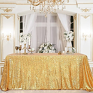 B-COOL Sparkly Drape Tablecloth Gold Tablecloth Sequin Fabric Tablecloth for Ceremony Party Halloween 50x80 Inch