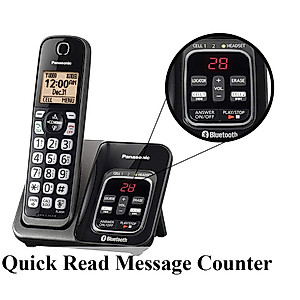 Panasonic KX-TG833SK Link2Cell Bluetooth with Talking Caller ID 3 Handset Cordless Phone (Renewed)