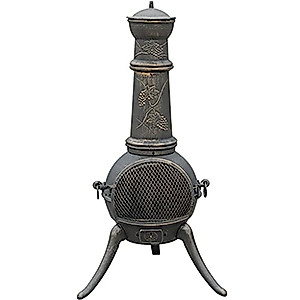 JAHH Garden Fire Pit Outdoor Cast Iron Mantelpiece Retro Charcoal Stove European Style Backyard Heating Oven Patio Vertical Fireplace