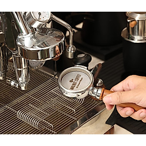 2Packs 58.5mm Espresso Puck Screen | Handmade Walnut Stand | 1.7mm Thickness 150μm 316 Stainless Steel