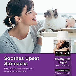 Nutri-Vet Anti-Diarrhea Liquid for Cats - Detoxifying Agent Works Against Bacterial Toxins - Helps Sooth Upset Stomach and Stop Diarrhea - 4 oz