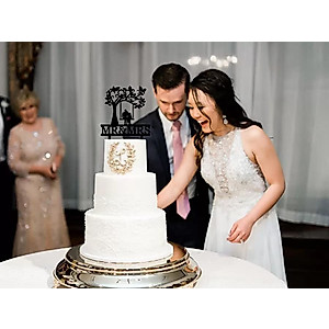 Yuezoloz Funny Wedding Cake Topper,The Bride and Groom Sitting in Swing Under Tree Wedding Cake Topper,Mr and Mrs Wedding Cake Topper, Romantic Wedding Shower/Anniversary Cake Topper (Tree & Swing)