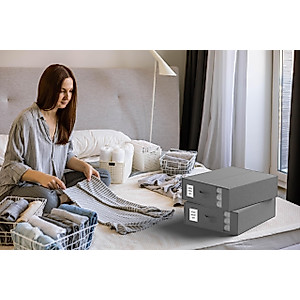 PARANTA Bed Sheet Organizers and Storage 6 Pack,Foldable Linen Closet Organizer,Twin Full Bed Sheet Organizers with Label Handle Window,Sheets Set Keeper for Blanket Duvet Cover Queen or King Grey