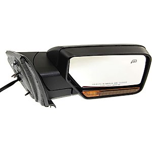 Kool Vue Mirror Set of 2 Compatible with 2007-2011 Ford Expedition Driver & Passenger Side In-housing Signal Light, Manual Folding, Heated, With memory, Textured Black, With Puddle Light, Power Glass