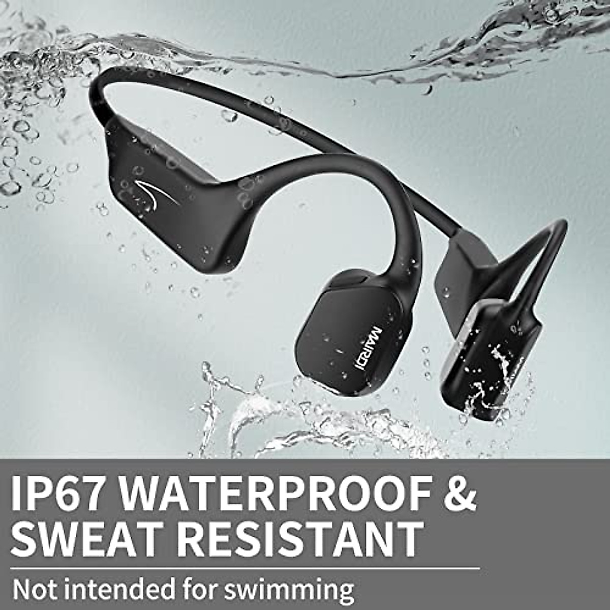 MAIRDI Bone Conduction Headphone Bluetooth 5.3 - Open Ear Sport Headphones Wireless with AI Noise Canceling Microphone, 8H Hours Playtime, Headset Waterproof for Running Workouts Driving