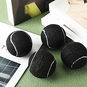 Macarrie 24 Pcs Precut Tennis Balls for Furniture Legs and Floor Protection Chairs Desks Furniture Tennis Balls for Chairs Feet Long Lasting Tennis Ball Chair Foot Covers (Black)