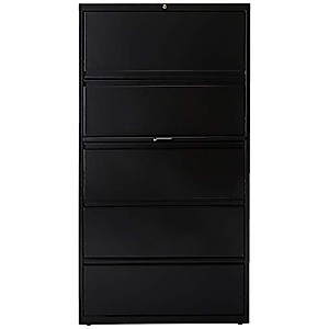 Lorell 5-Drawer Lateral File, 36 by 18-5/8 by 67-11/16-Inch, Black