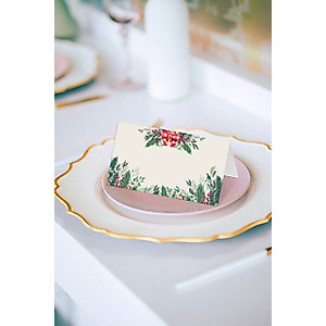 Place Cards for Christmas Party, Editable Name Place Cards, Seating Place Cards for Tables, Tent Style Cards for Wedding, Dinner Party or Any Occasion, Easy Folding, Pack of 25 Escort Cards(A01)