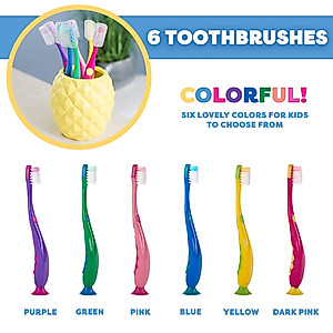 Kids Toothbrush Suction Cup with Covers, Toddler Toothbrush Soft Bristles, Child Toothbrush Suction Cups For Easy Access, Toddler Toothbrushes Handles Perfect For Tiny Hands of Boys and Girls (6 Pack)