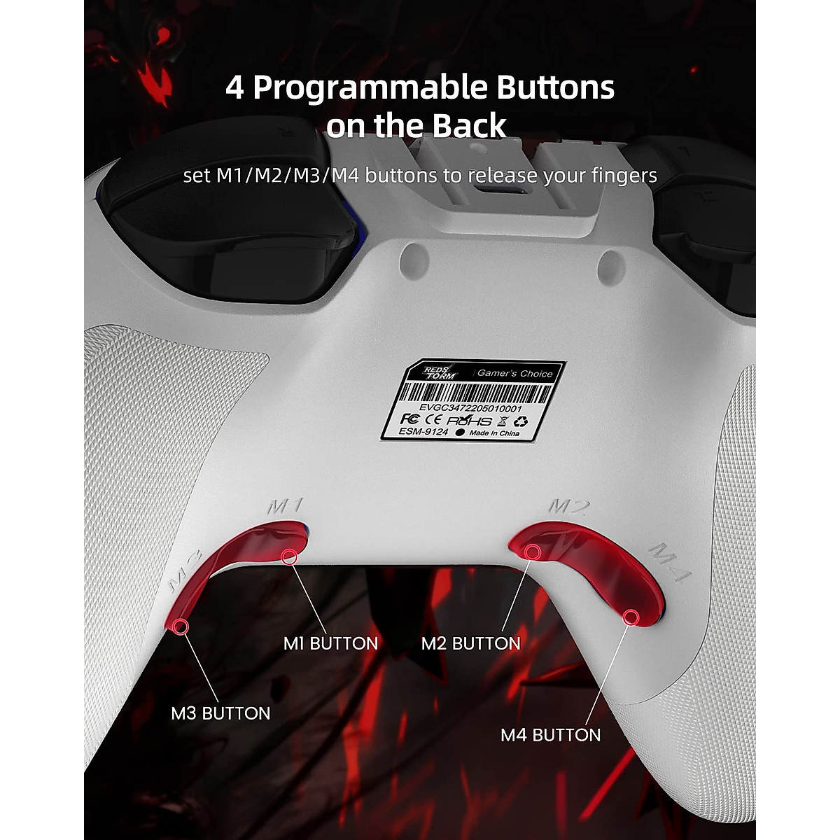REDSTORM Switch Controllers, Wireless Switch Pro Controllers for Nintendo Switch/Switch Lite/OLED/Android/iOS/PC,Switch Remote Gamepad with 4 Programmable Buttons/Dual Vibration/Turbo/LED Light