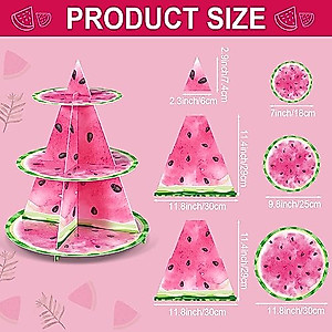 Sliner 3 Tier Watermelon Cupcake Stand Party Decorations Watermelon Theme Cupcake Holder Pink Watermelon Baby Shower Cake Holder Melon Birthday Dessert Stand for Boy Girl Melon Party Baby Shower