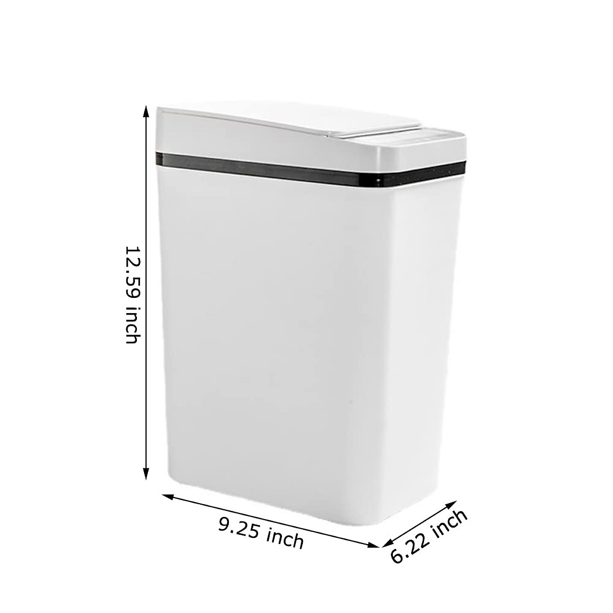 KEETRILAI 10L Waterproof Touchless Trash Can Plastic Automatic Garbage Can Slim Narrow Smart Trash Can for Bathroom Bedroom Kitchen Office Living Room（White）