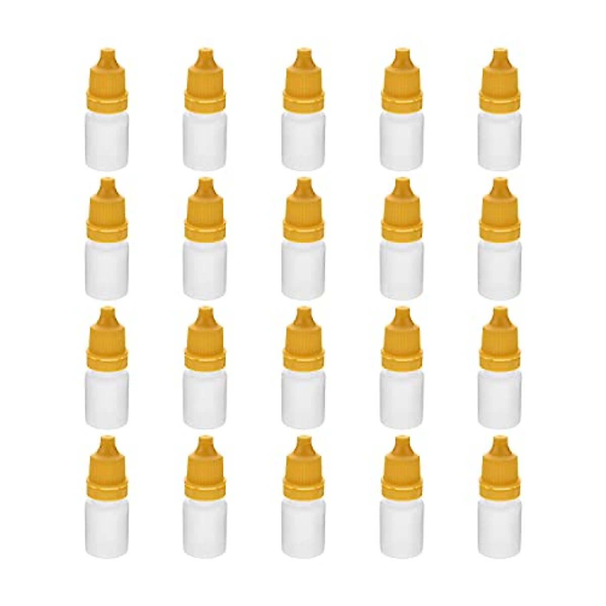 Othmro 20Pcs 0.2oz Lab Dropping Bottles 5ml PE Plastic Bottles Lab Eye Dropper Bottles Squeezable Eye Liquid Drop Bottle Small Mouth Drop Bottles Sample Seal Storage Bottles with Yellow Cap for Travel