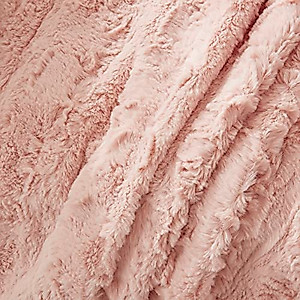 COZYART Faux Fur Throw Blanket for Couch - 50"x60" Pink Super Soft Plush Luxurious and Elegant with Comfy Reversible Microfiber Fluffy Blankets and Throws for Bed Home Decorative
