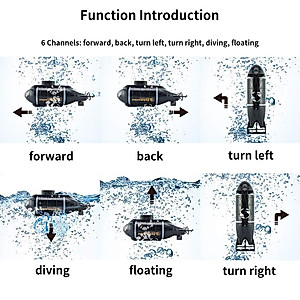 Jujuism Mini Remote Control Nuclear Submarine RC Race Boat Ship High Speed Waterproof Diving in Pools Lake Ponds, Best Gift for Kids Boys(Black)