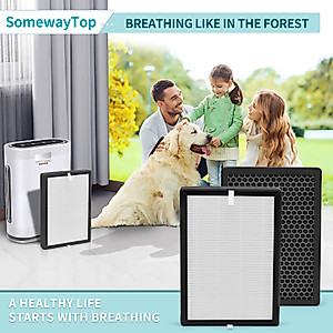 GL-FS32 Replacement Filter Compatible with Mooka Air Replacement Filter and AZEUS/KOIOS Air Purifiers 3-IN-1 Air Cleaner for Home FS32 True HEPA, Pre-filter and Activated Carbon, 2 Packs