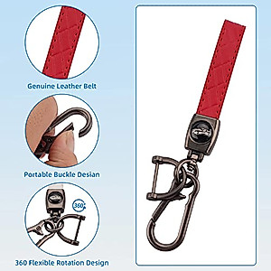 Jimtyee for GMC Key Fob Cover with Leather Lanyard Keychain Key Fob Case Shell Protection for Chevy Silverado Tahoe Suburban GMC Sierra Yukon Smart Remote Key Protector(Red)