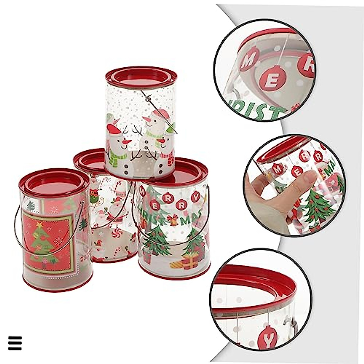 NOLITOY 8pcs Portable Cylinder Christmas Cookie Tins Coffee Bean Canister Christmas Decoration Christmas Cookie Jars Sealed Container Xmas Tinplate Lid Food Holder Baby Pastry Pvc Storage