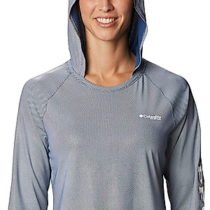 Columbia Women's PFG Tidal Deflector Hoodie, Breathable, UV Sun Protection, Harbor Blue, XX-Large