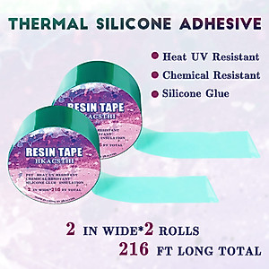 HKACSTHI 2 Rolls 216 Feet Resin Tape for Epoxy Resin Molding Silicone Epoxy Resin Tape UV Tape Epoxy Release Tape for Pouring Thermal Tape High Temperature Tape (2 inches)