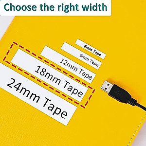 Hehua 18mm 0.7 Laminated White Tape Compatible for Brother P-Touch TZe-241 TZe241 TZ-241 TZ241 TZe Label Maker Tape for Ptouch PTD400 PTD600 PTP750W PT1880, 3/4 Black on White Tapes, 26.2ft, 5 Pack