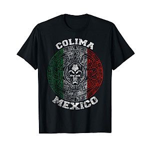 Colima Aztec Calendar Mayan Skull. Mexican Pride Symbol T-Shirt