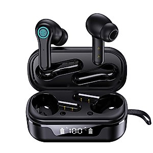 Wireless Earbuds with Bluetooth 5.1 Bluetooth Headphones with Bulit-in Microphone Noise Cancelling Bluetooth Earbuds Stereo Sound 16 Hrs Playtime Earphone with IPX7 Waterproof for iPhone and Android