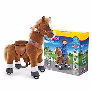 PonyCycle Ride on Horse Toy Plush Walking Animal Classic Model U Brown Horse Size 3 for Age 3-5 Ux324