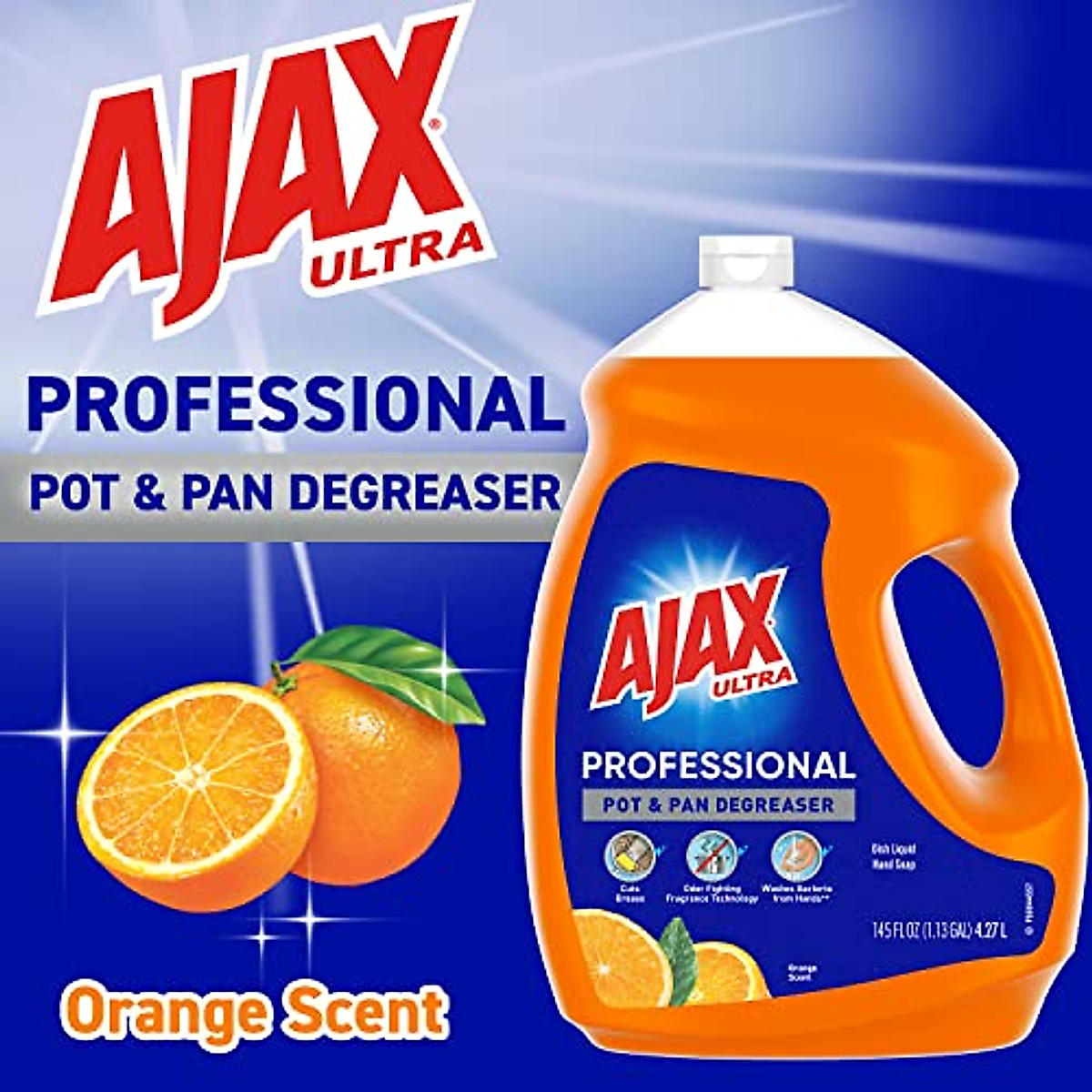 Ajax Ultra Professional Antibacterial Pot & Pan Dish Soap, Orange Scent, 145 fl. oz. (1.13 gal.), 4/Pack (61034313CT)