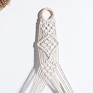 Macrame Wall Hanging Shelf, Rope Hanging Shelves for Wall, Bedroom Shelves,Boho Rustic Decor Cute 1 Tier Cotton Rope for Bedroom Bathroom Living Room