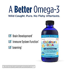 Nordic Naturals Children’s DHA, Strawberry - 8 oz for Kids - 530 mg Omega-3 with EPA & DHA - Brain Development & Function - Non-GMO - 96 Servings