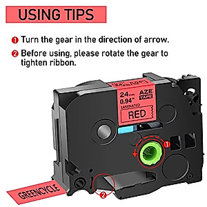 GREENCYCLE 24mm (0.94") Label Tape Compatible for Brother AZE TZe 251 Black on White Clear Red Blue Yellow Green for P Touch PT-D600 D600VP PTP750W PT-P900W PT2730VP 2430PC PT-P710BT PTH500LI (6 Pack)
